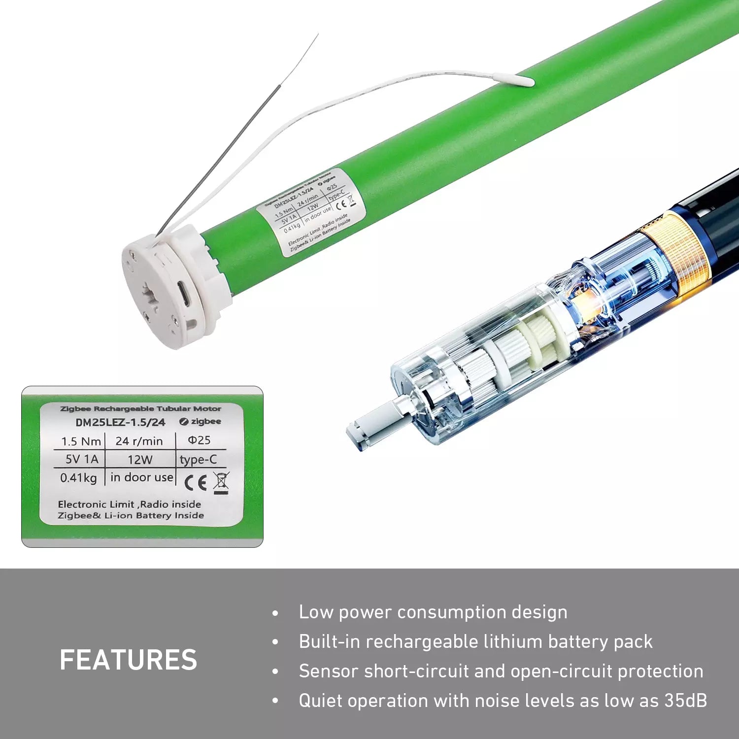 DM25LEZ Zigbee Smart Roller Blinds Motor | Alexa & Google Compatible ...